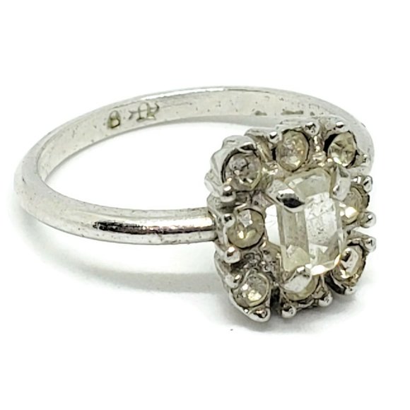 Uncas | Jewelry | Uncas Ring Signed Sz 7 Clear Rhinestone Silver Plate ...